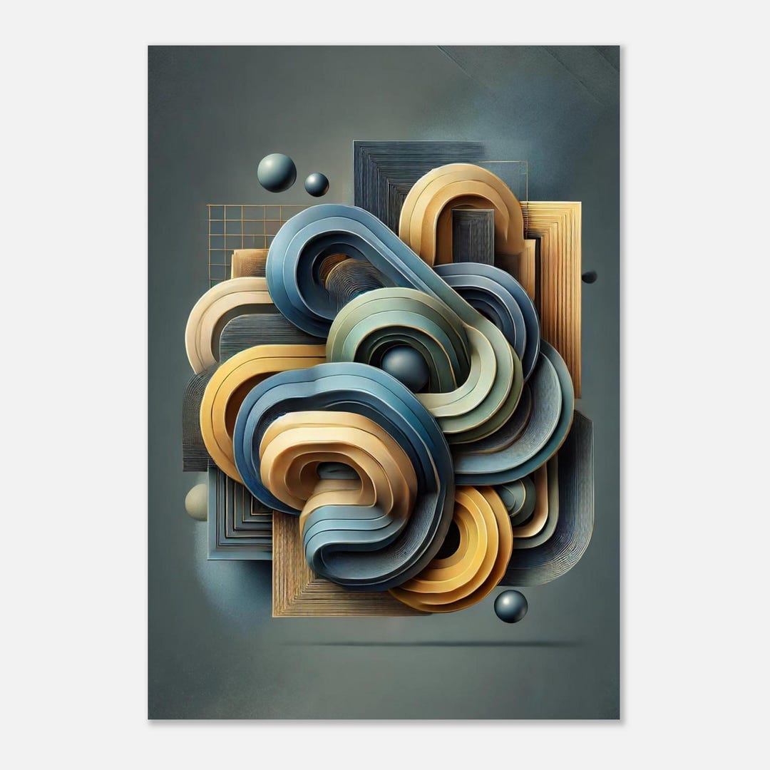 Vertical Abstract Poster 3D Fluid Shapes Modern Art Print for Premium ...