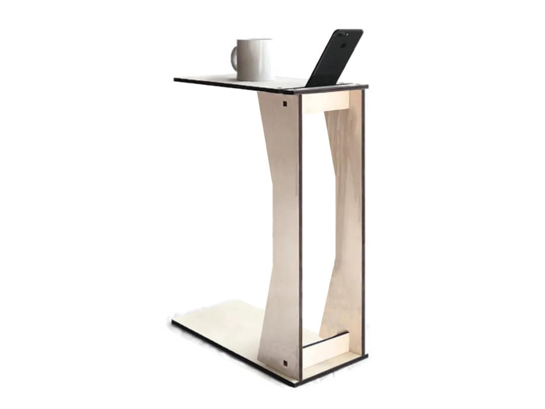 Wooden Sofa C Table With Smartphone and Tablet Stand Over-the-couch ...