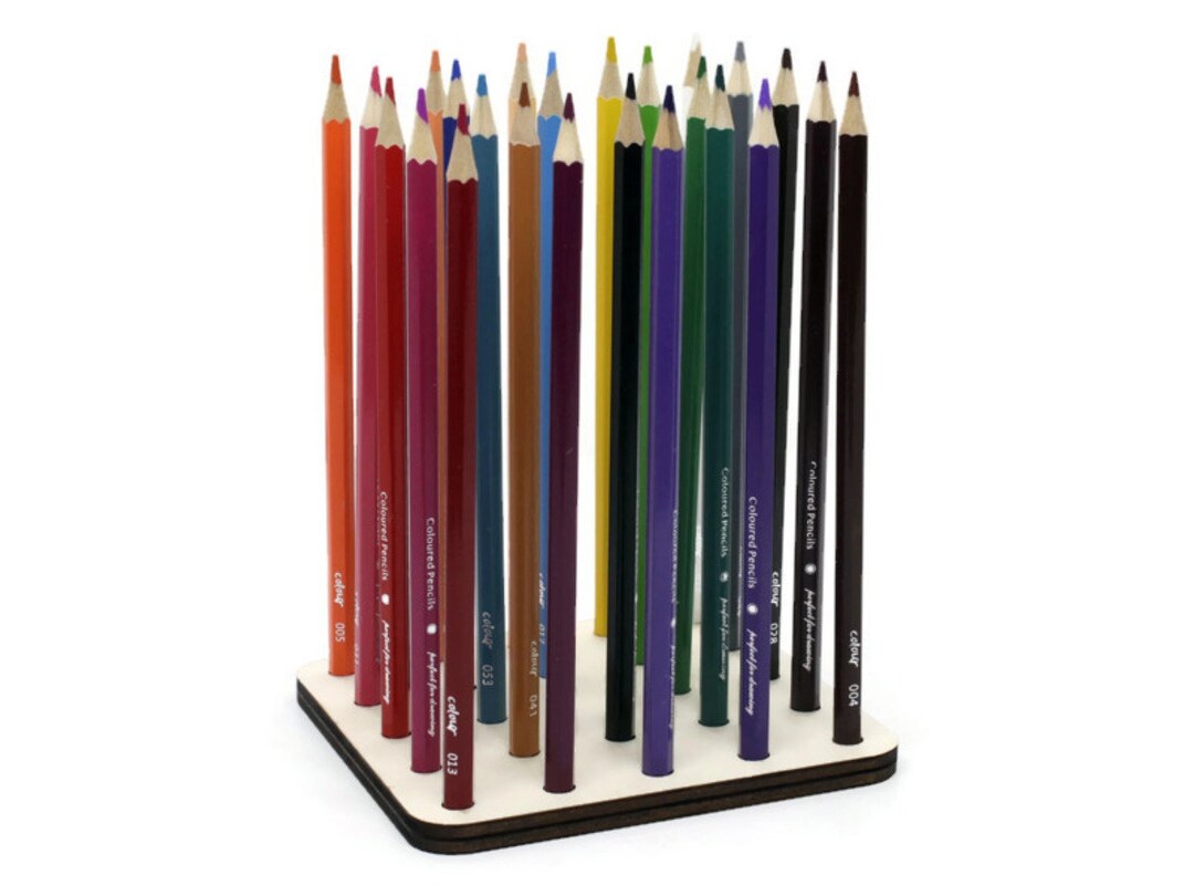 Handmade Wooden Pencil Storage for 24 Pencils, Laser-cut Artistic Desk ...