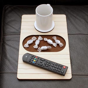 Birch Wood Flexible Sofa Table With Coaster Holder, Slinky Folding ...