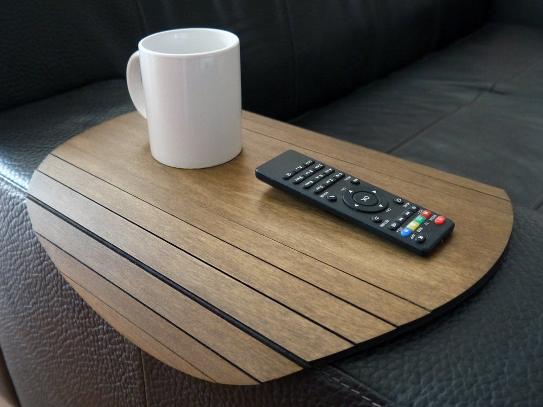 Large Round Sofa Arm Table Flexible Over Couch Side Tray Slim Dining ...