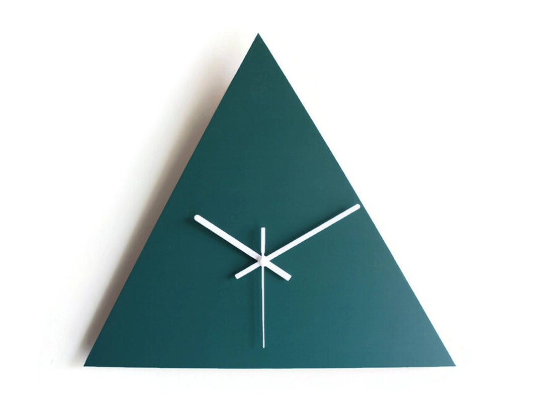 19 Modern Large Geometric Triangular Wall-hung Clock in Teal for Living ...