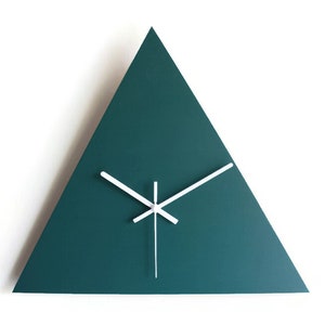 19 Modern Large Geometric Triangular Wall Clock in Teal for Living Room ...