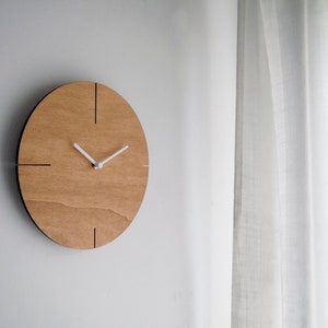 11 Small Minimalist Wooden Oak Wall Clock for Entryway No Ticking ...