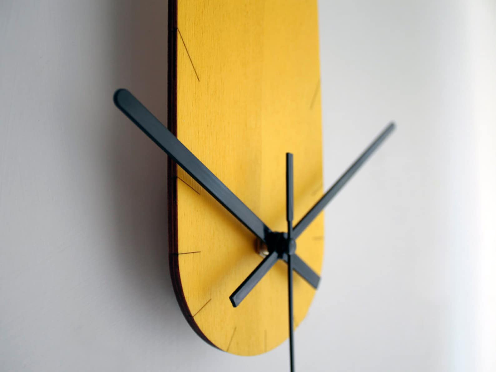 Minimalist Very Small Wooden Quiet Yellow Wall Clock With - Etsy