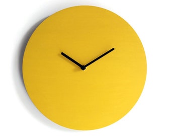 Minimalist Very Small Wooden Quiet Yellow Wall Clock With - Etsy