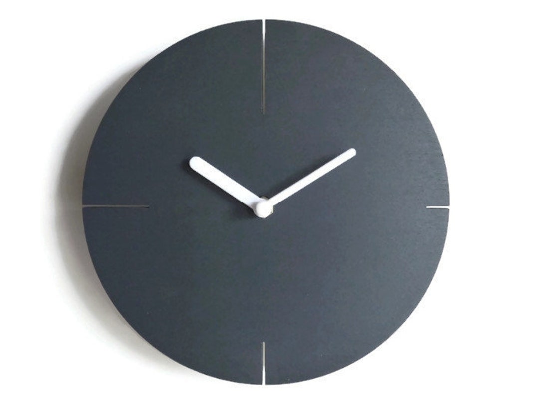 11 Small Minimalist Wooden Anthracite Wall Clock for Entry No Ticking ...