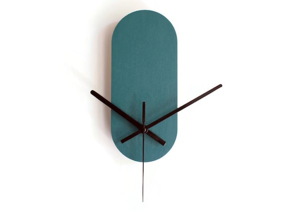 Minimalist Very Small Wooden Quiet Teal Wall Clock for Living - Etsy