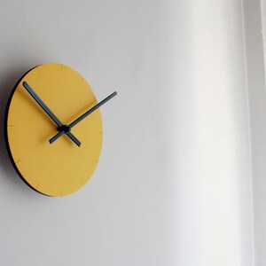 Minimalist Yellow Wooden Wall Clock: 7-inch Silent Modern Decor - Etsy