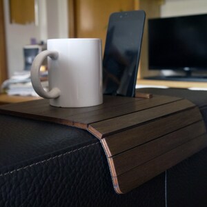 THE ORIGINAL ONE Wood Flexible Sofa Arm Table With Phone and Tablet ...