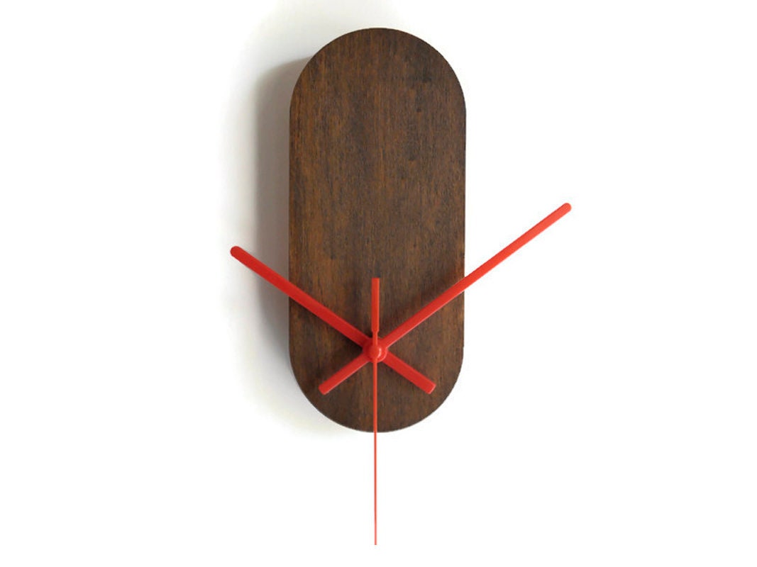 Minimalist Very Small Wooden Quiet Teal Wall Clock for Living - Etsy