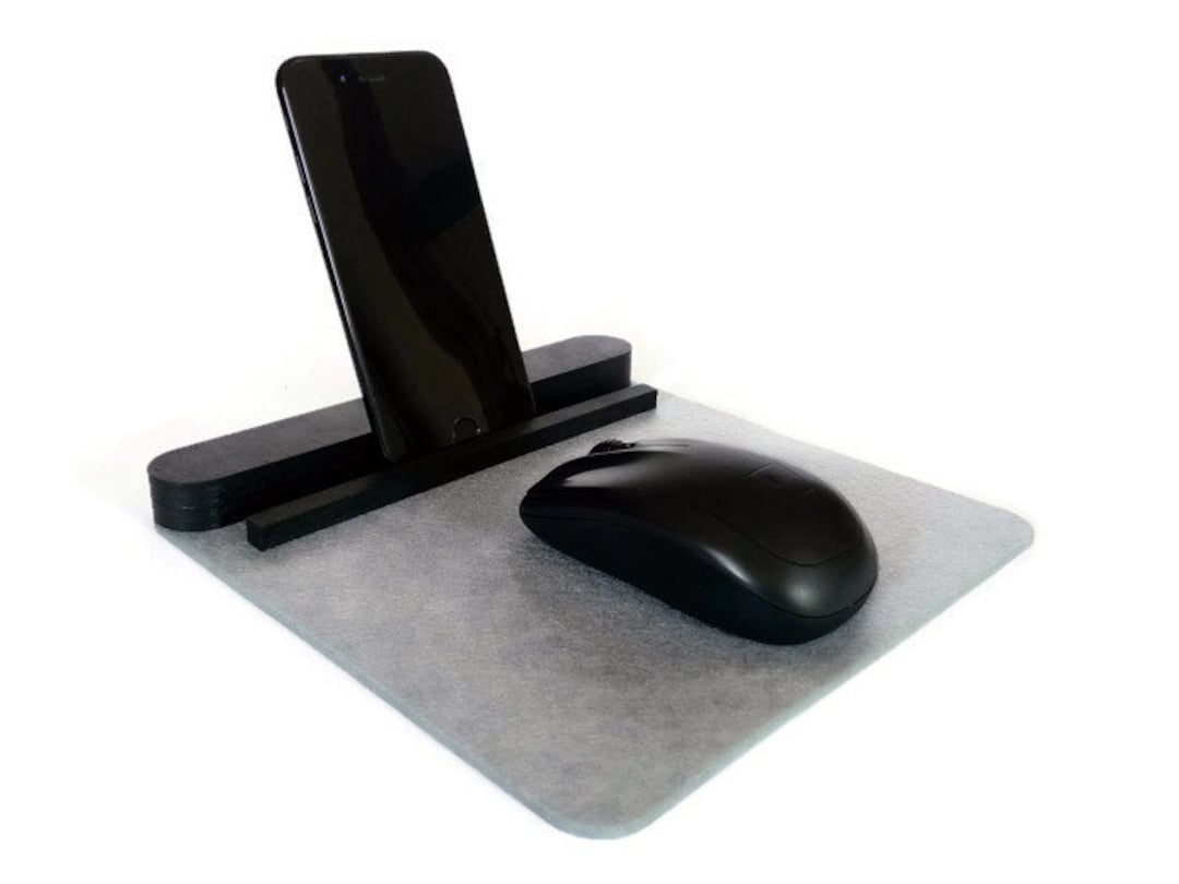 Wood and Felt Mouse Pad With Phone Stand Small Nerd Mousepad for ...