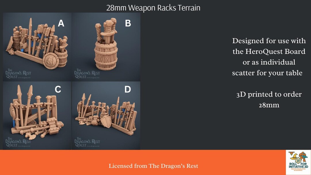 Weapon Rack Terrain - Dragons Rest - 28mm - Fantasy - Dungeon Scatter ...