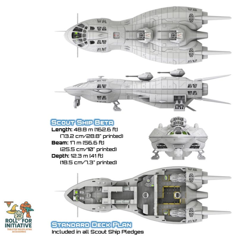 3d Printed Scout Ship Beta - 2nd Dynasty - 28mm Starship - Playable ...