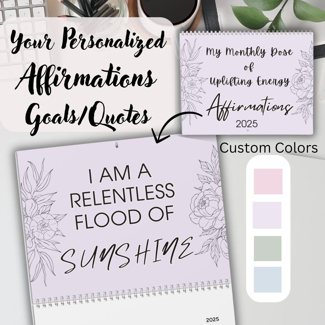 2025 Calendar, Custom Affirmation Planner Calendar, Large Wall Calendar ...