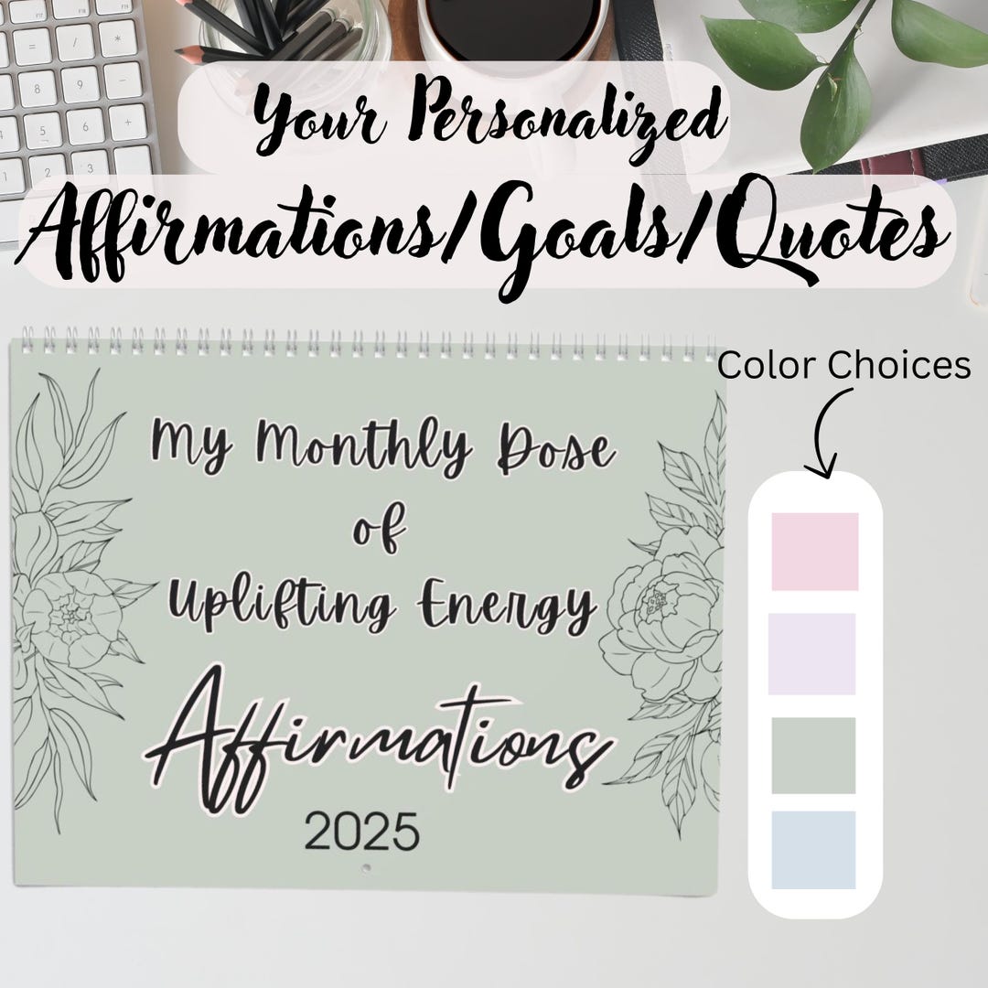 2025 Custom Calendar, Personalized Goals Affirmation Planner Calendar ...