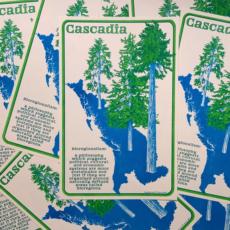 Cascadia Bioregionalism Riso Poster - Etsy