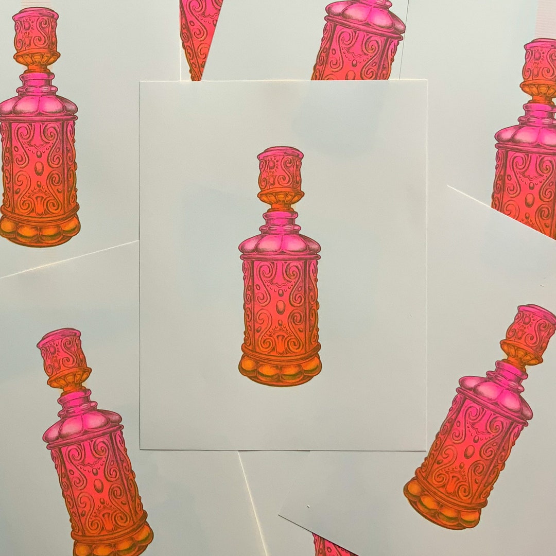 Neon Vintage Glass Riso Print - Etsy