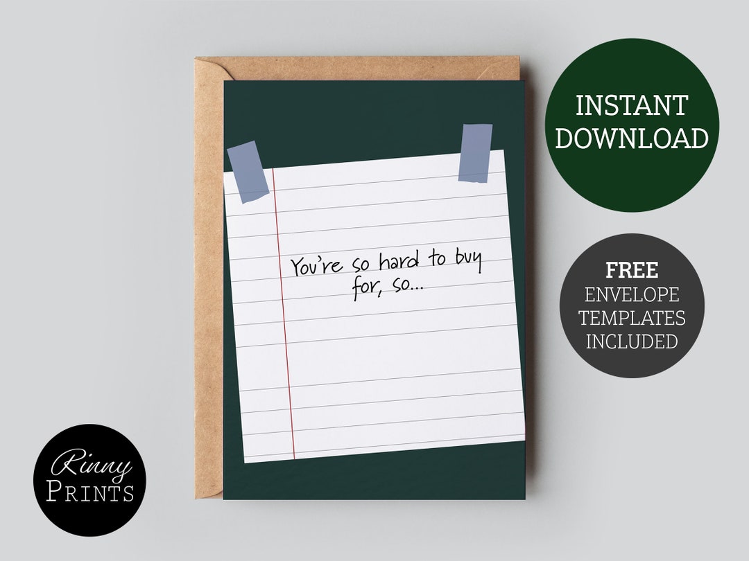 Cynical Printable Greeting Card so Hard to Buy for Birthday, Christmas ...