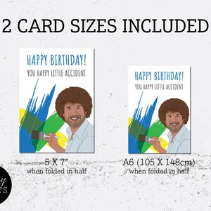 Bob Ross Printable Greeting Card | Happy Little Accident | Birthday ...