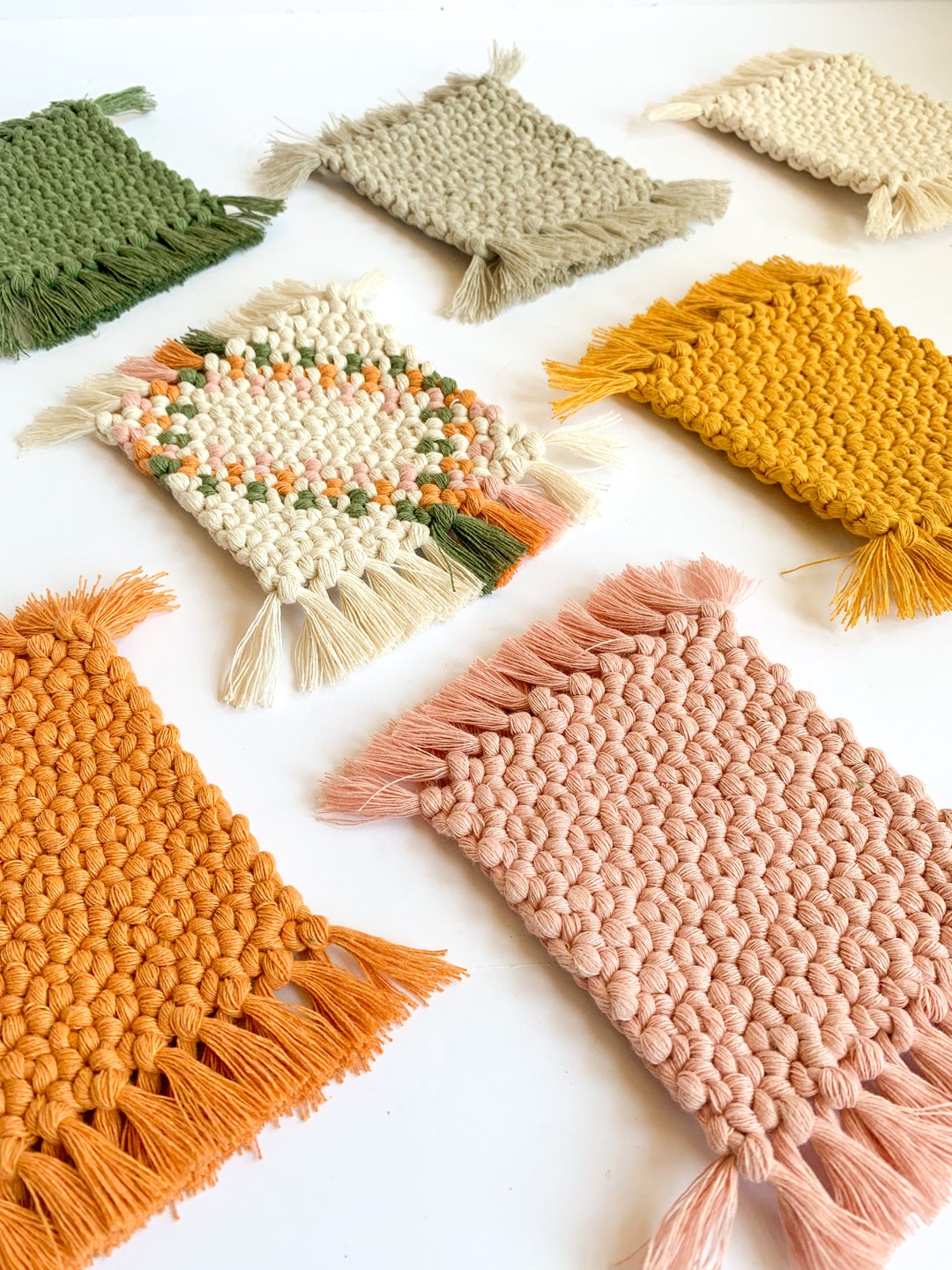 Mug Rugs | Reversible Macrame Coasters | Plant Coasters | Placemats - Etsy