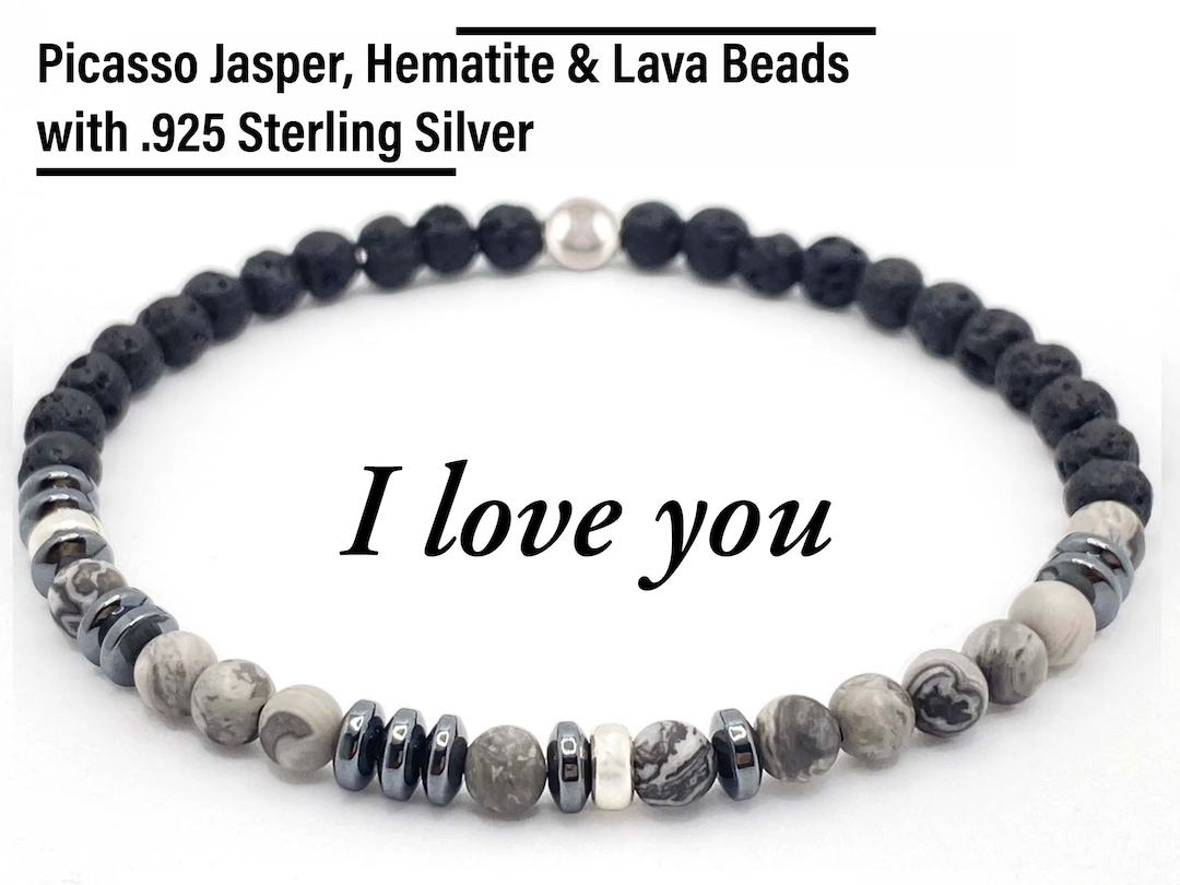 I Love You Morse Code Bracelet, Mens Beaded Bracelet, 143 Gifts for Him ...