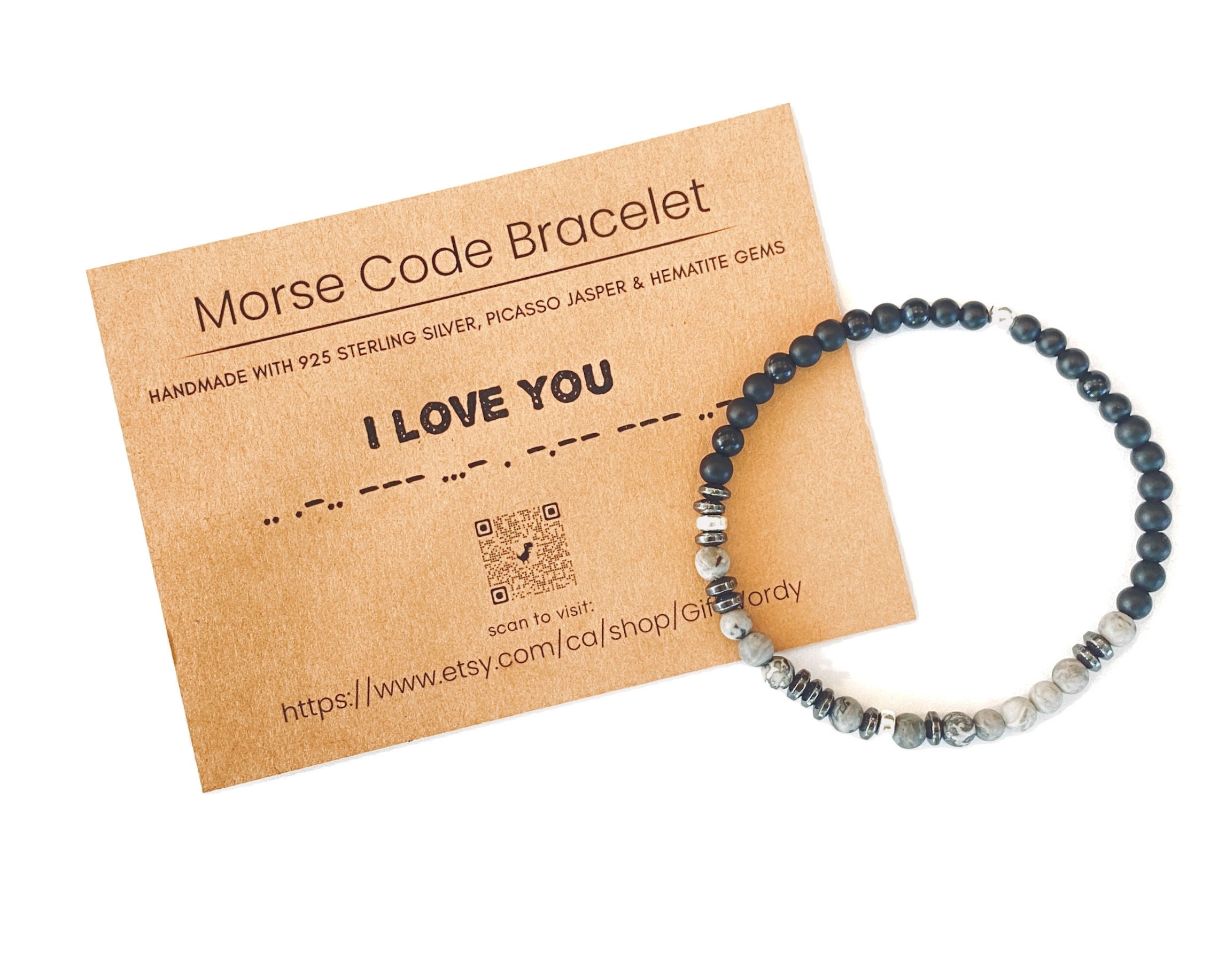 I Love You Morse Code Bracelet Mens Beaded Bracelet 143 - Etsy