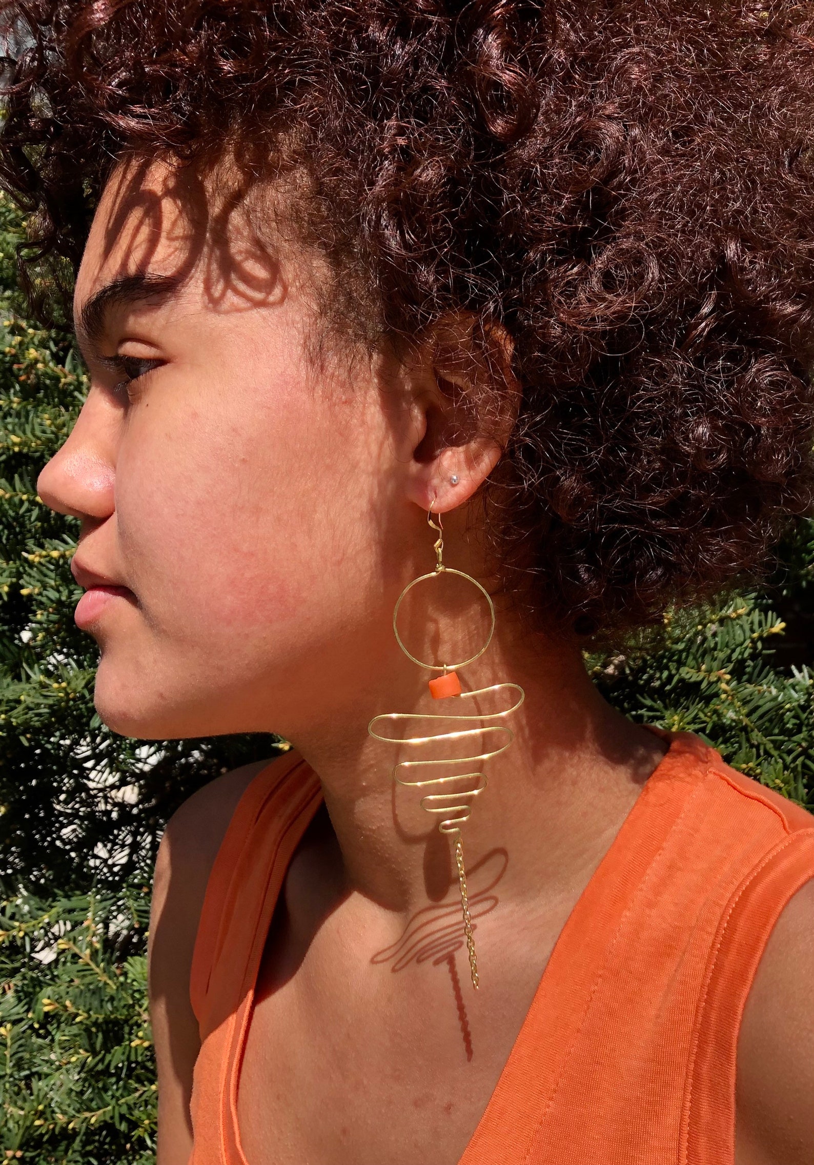 Journey // Wire Dangle Hoops With Geometric Shape and Tassle - Etsy