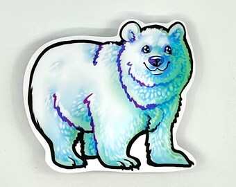 Cute Relaxing Polar Bear Stickers, Ice Bear Sticker, Waterproof Vinyl ...