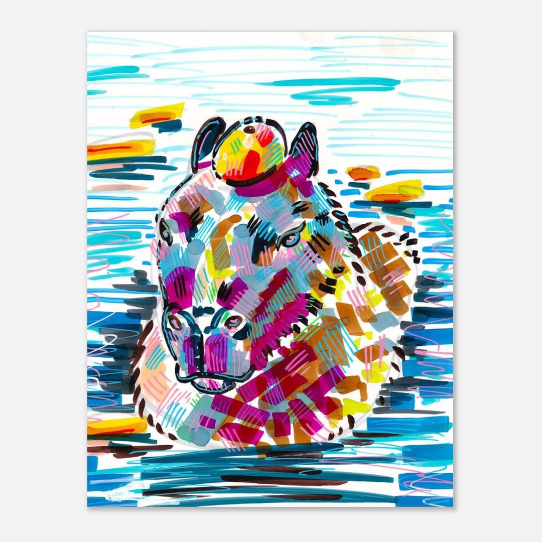 Colorful Capybara Illustration | Fine Art Print | Unique Capybara Gift ...
