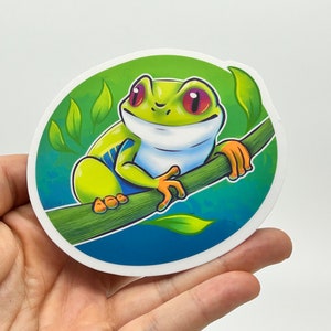 Cute Vinyl Red-eyed Green Tree Frog Sticker - Perfect for Laptop ...