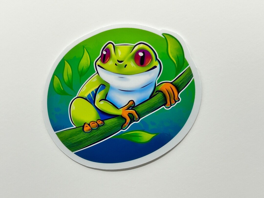 Cute Vinyl Red-eyed Green Tree Frog Sticker Perfect for Laptop, Sticker ...