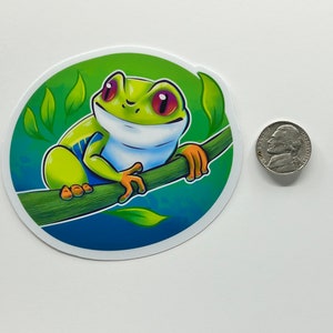 Cute Vinyl Red-eyed Green Tree Frog Sticker Perfect for Laptop, Sticker ...