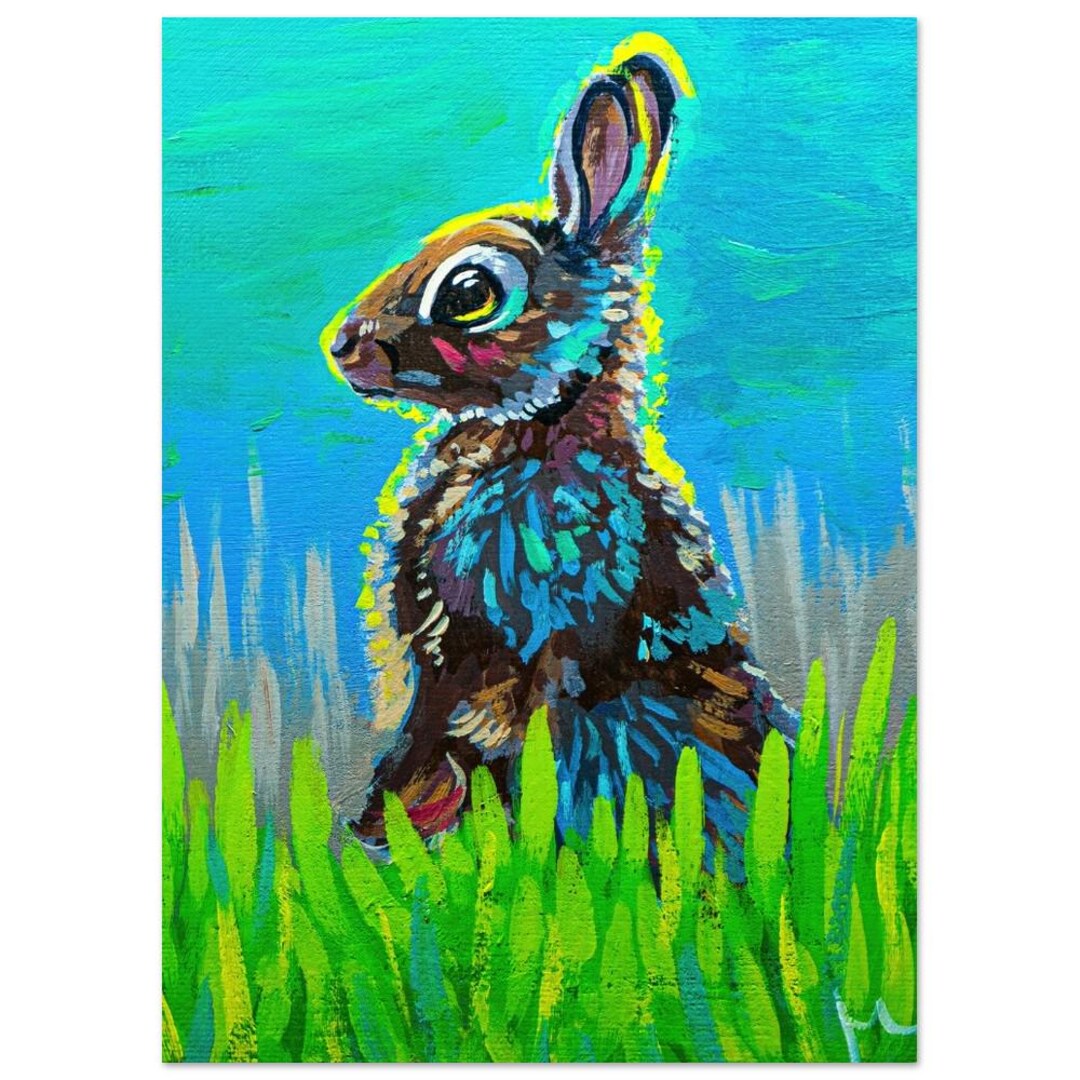 Cute Colorful Rabbit Bunny Art Print | Nursery Decor | Perfect Gift for ...