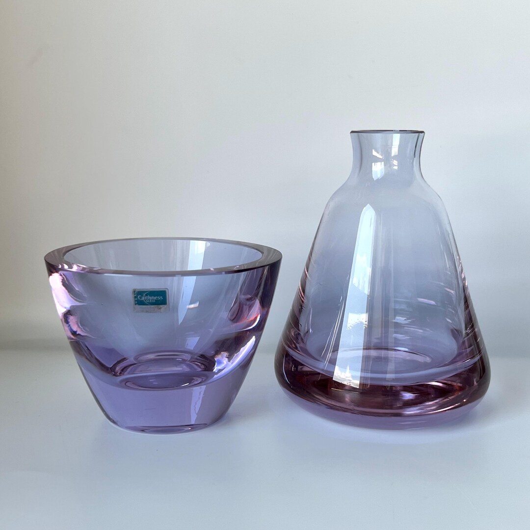Vintage Caithness Glass Set Purple Vase Set Handcrafted Glass - Etsy