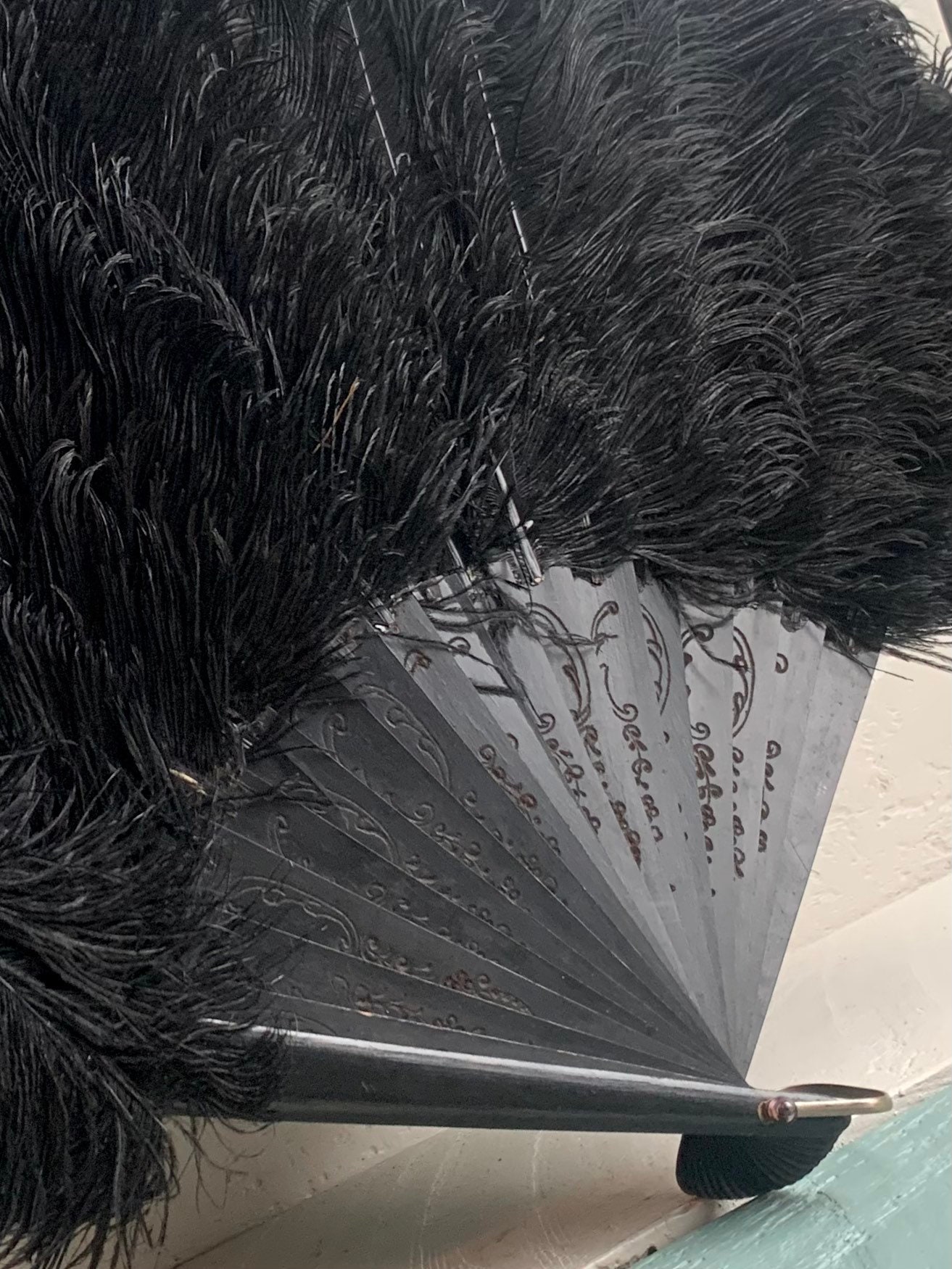 Antique Ostrich Feather Hand Fan Authentic Ostrich Feather Hand Made ...