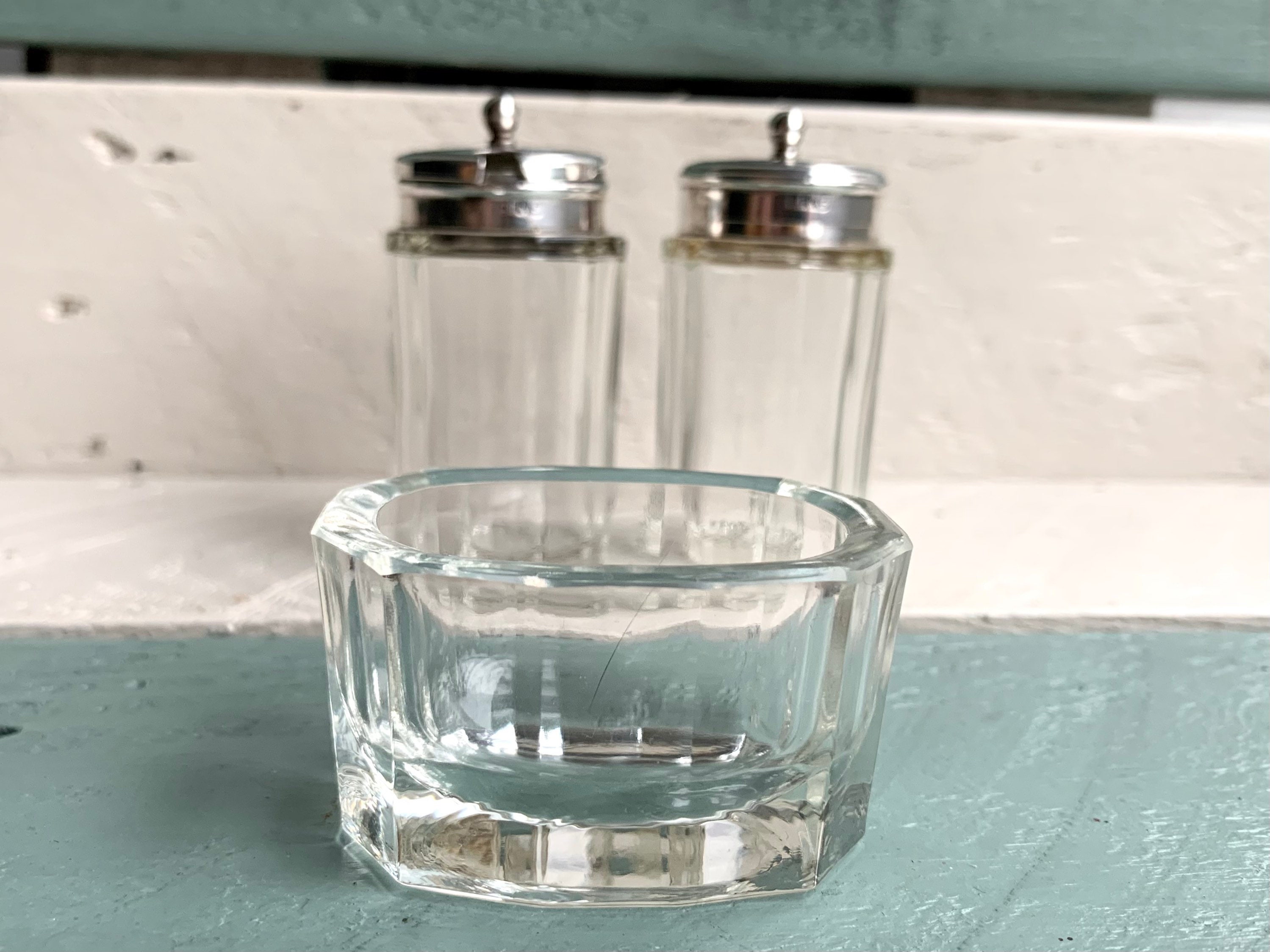 Vintage Cruet Set Crystal Glass Silver Plated Holder 3-piece Set - Etsy