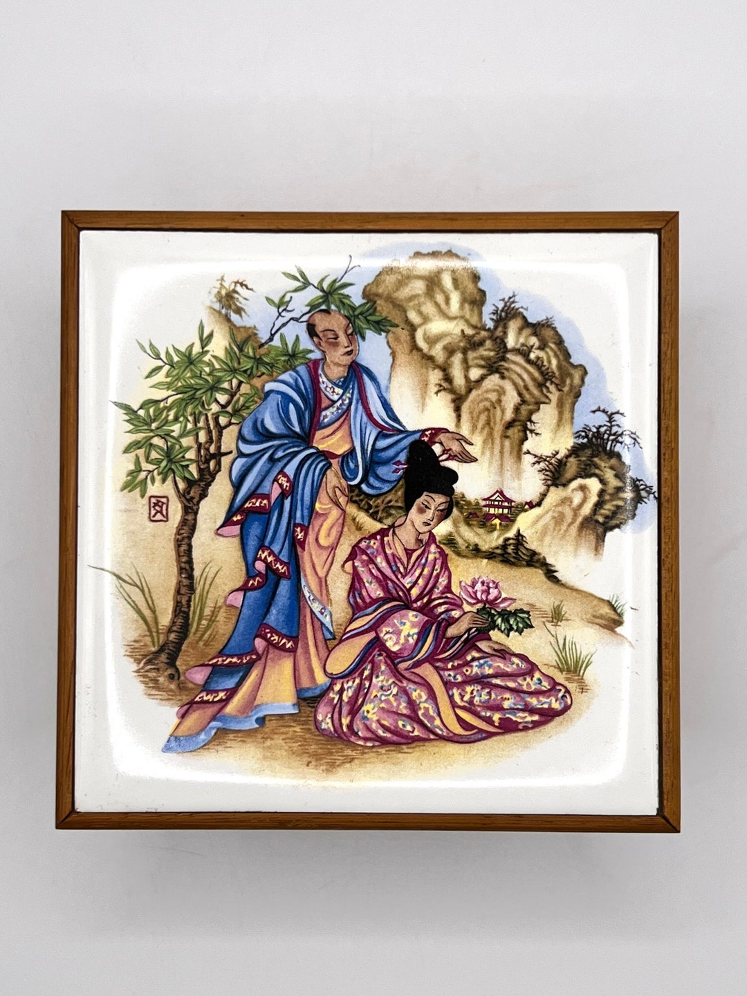 Vintage Chinese Jewellery Box Hand Painted Wooden Carved - Etsy