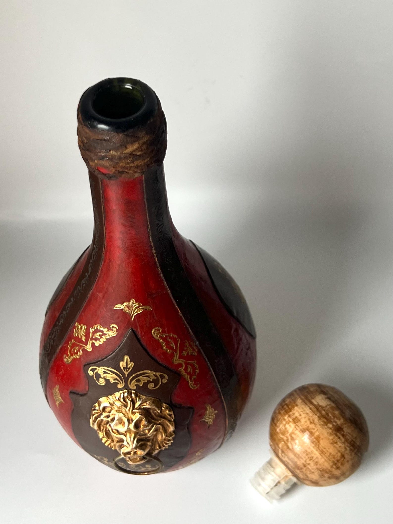 Vintage Italian Leather Covered Liquor Bottle Decorative Collectible - Etsy