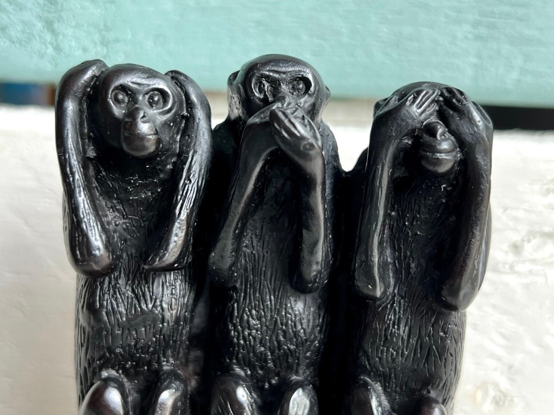 Three Wise Monkeys Vintage Resin Statue Home Decor Speak No Evil, See ...