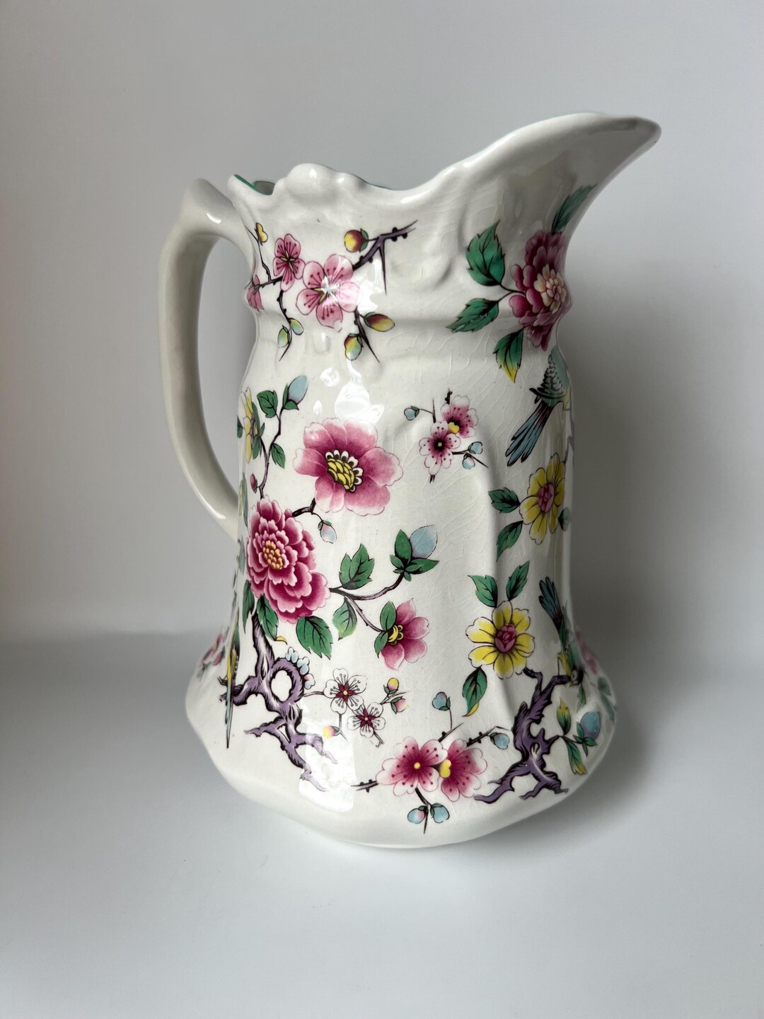 Vintage James Kent Old Foley Chinese Rose Pitcher Made in England - Etsy