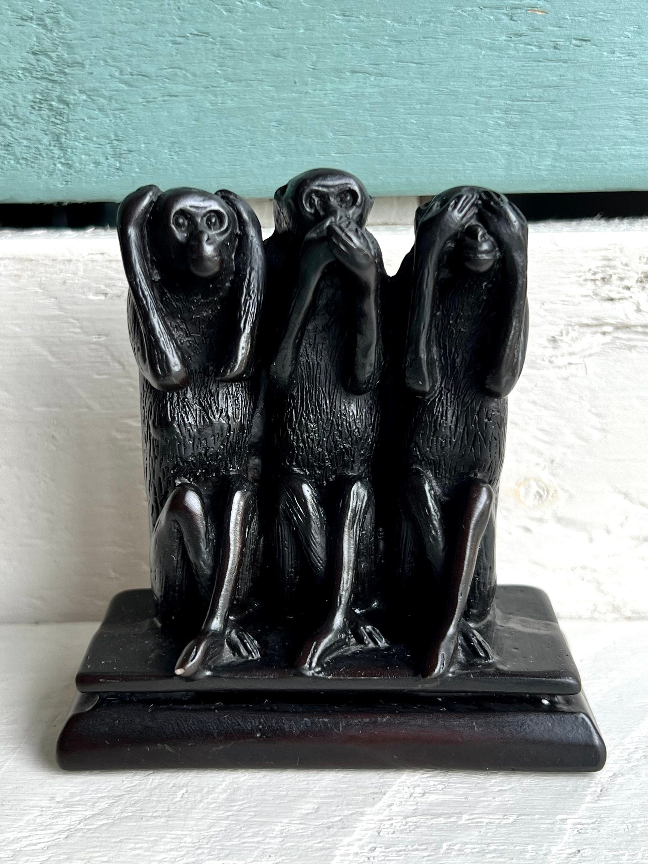 Three Wise Monkeys Vintage Resin Statue Home Decor Speak No - Etsy UK