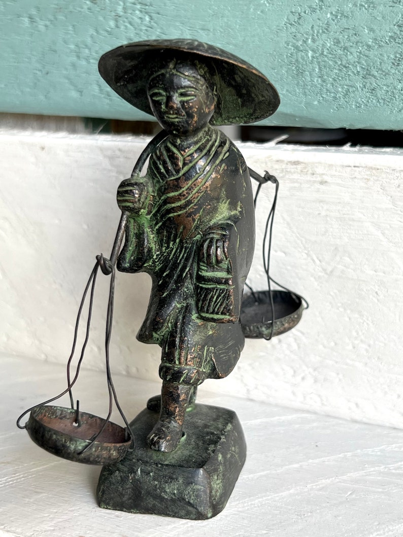 Antique Japanese Bronze Water Carrier Figurine Meiji Period 1868-1912 ...