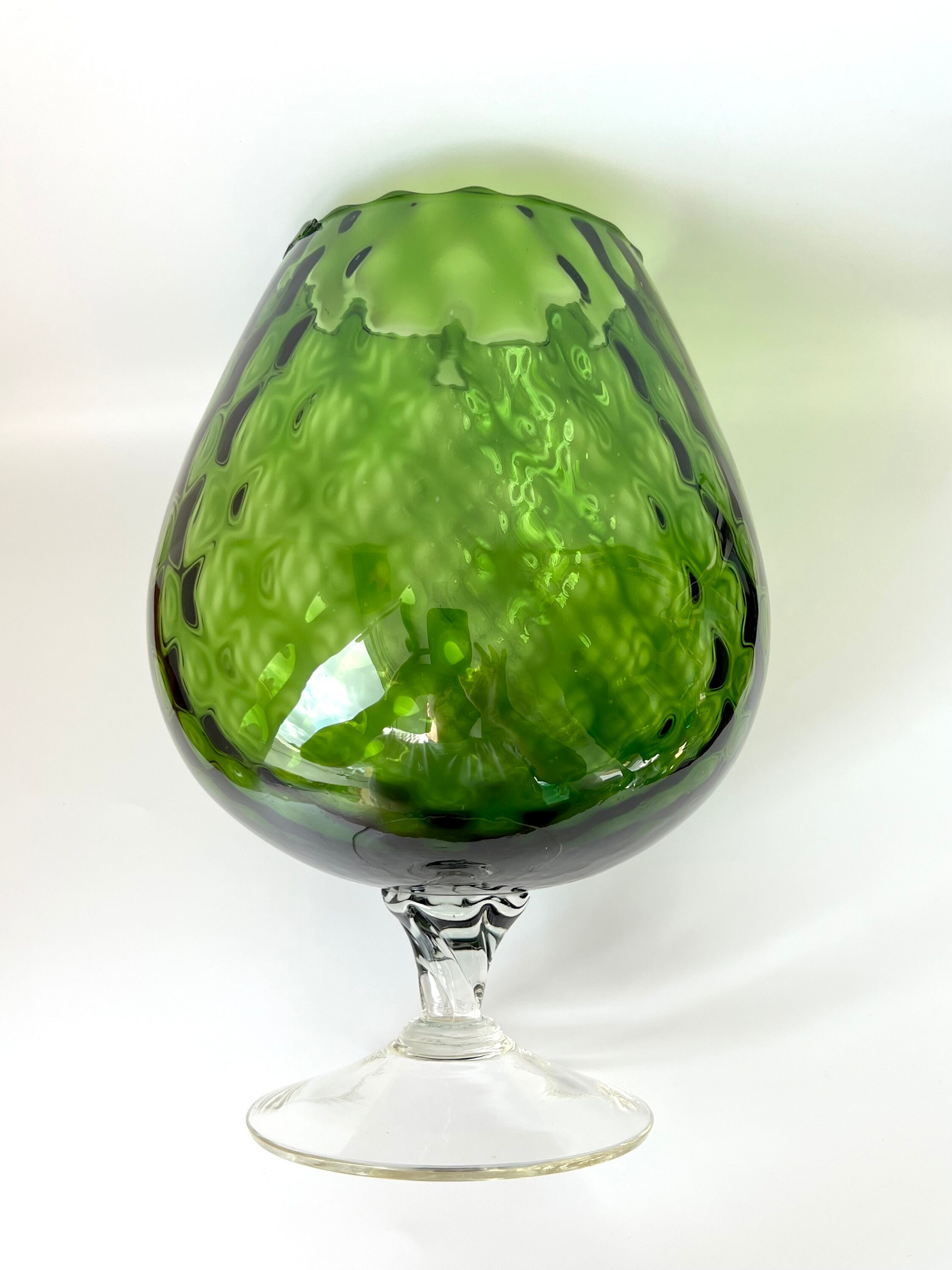 Vintage Empoli Diamond Optic Green Brandy Snifter - Etsy