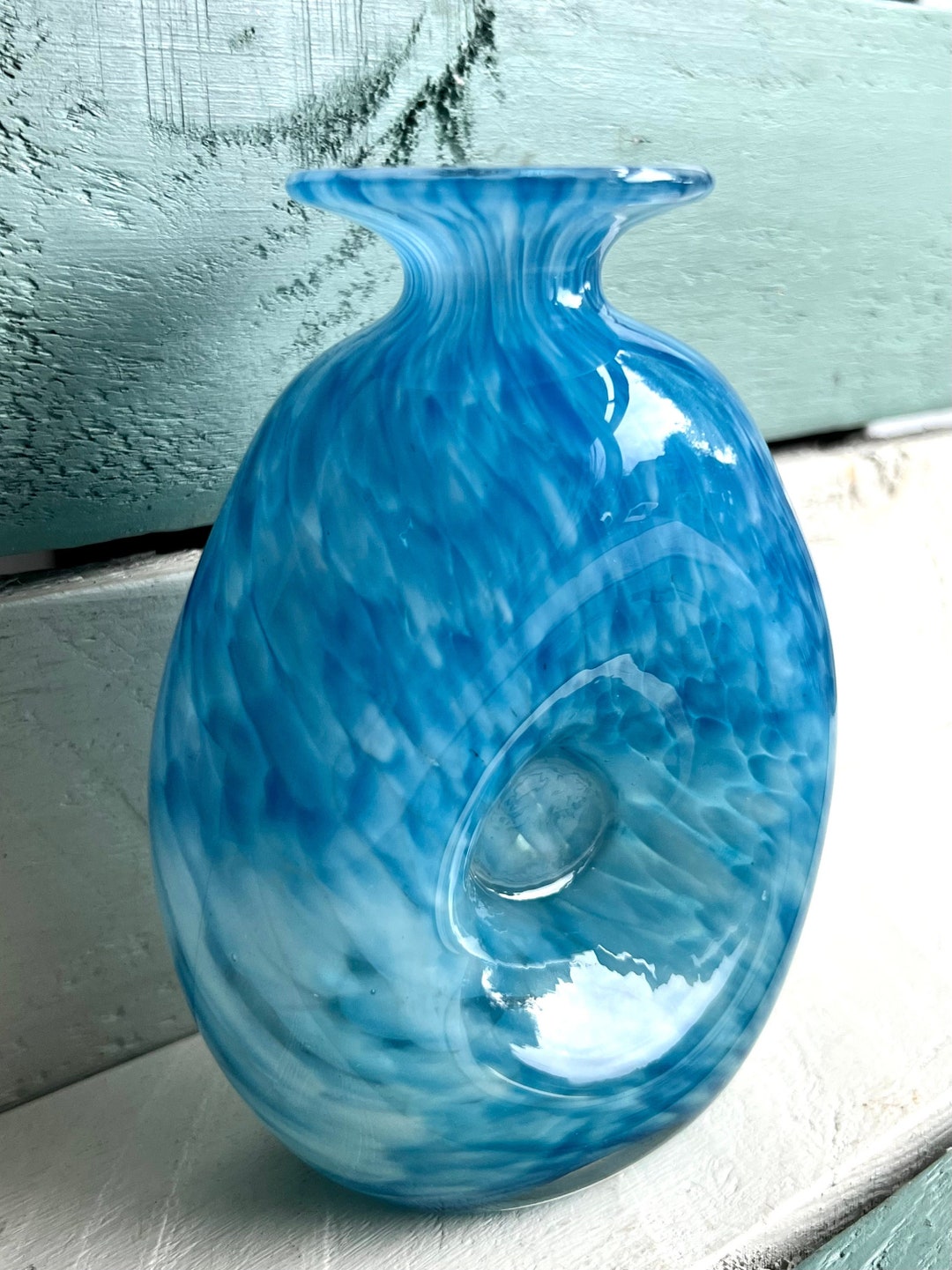 Vintage Hand Blown Pinch Glass Vase Abstract Pattern Mediterranean ...