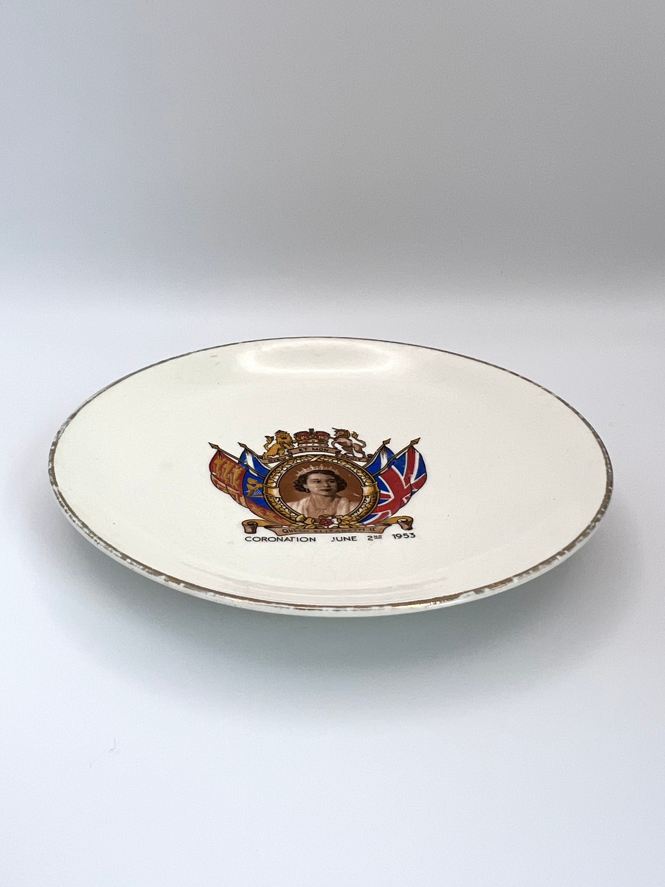 Vintage Queen Elizabeth II Coronation Small Plate Victoria Pottery ...