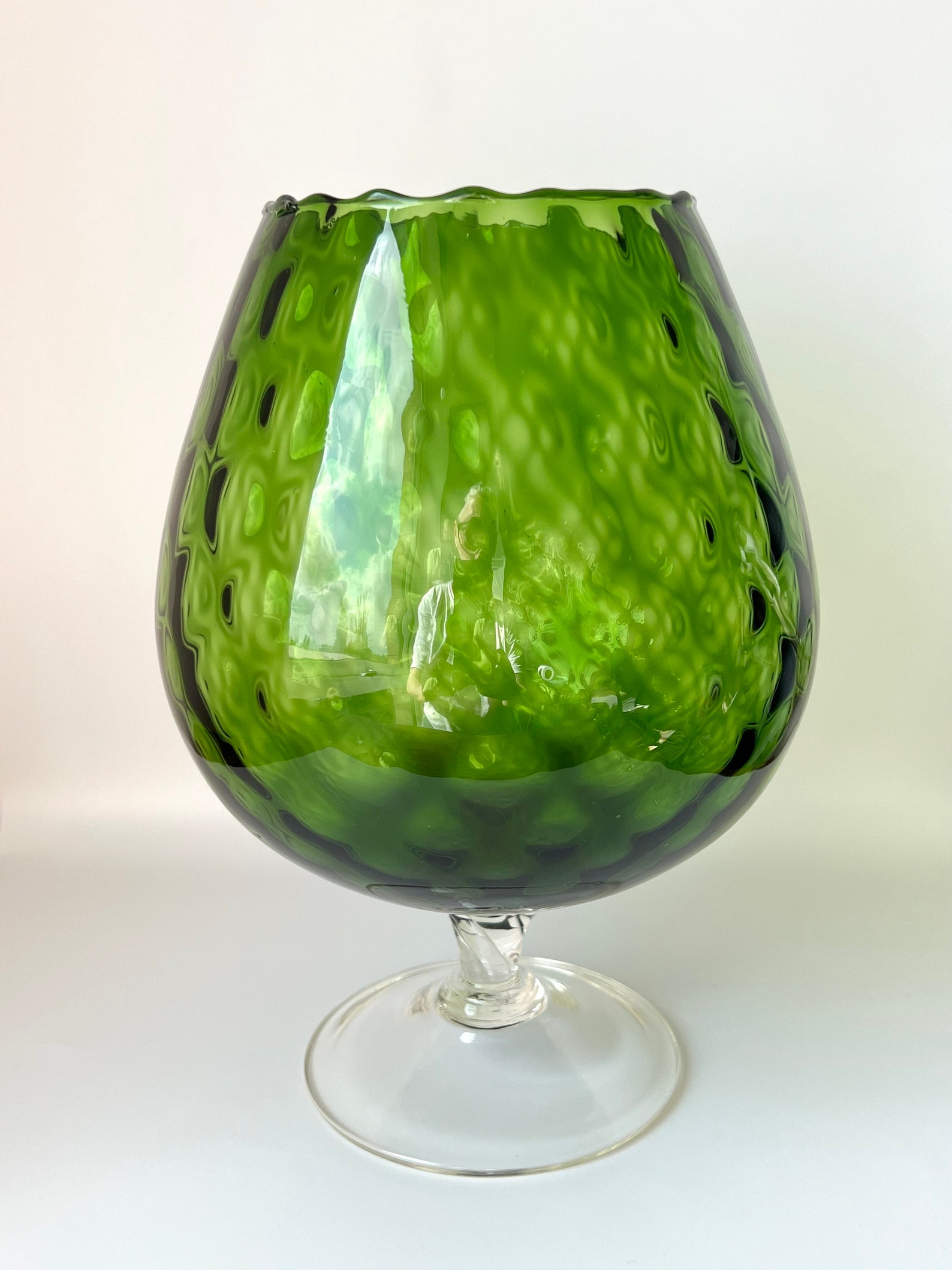 Vintage Empoli Diamond Optic Green Brandy Snifter - Etsy