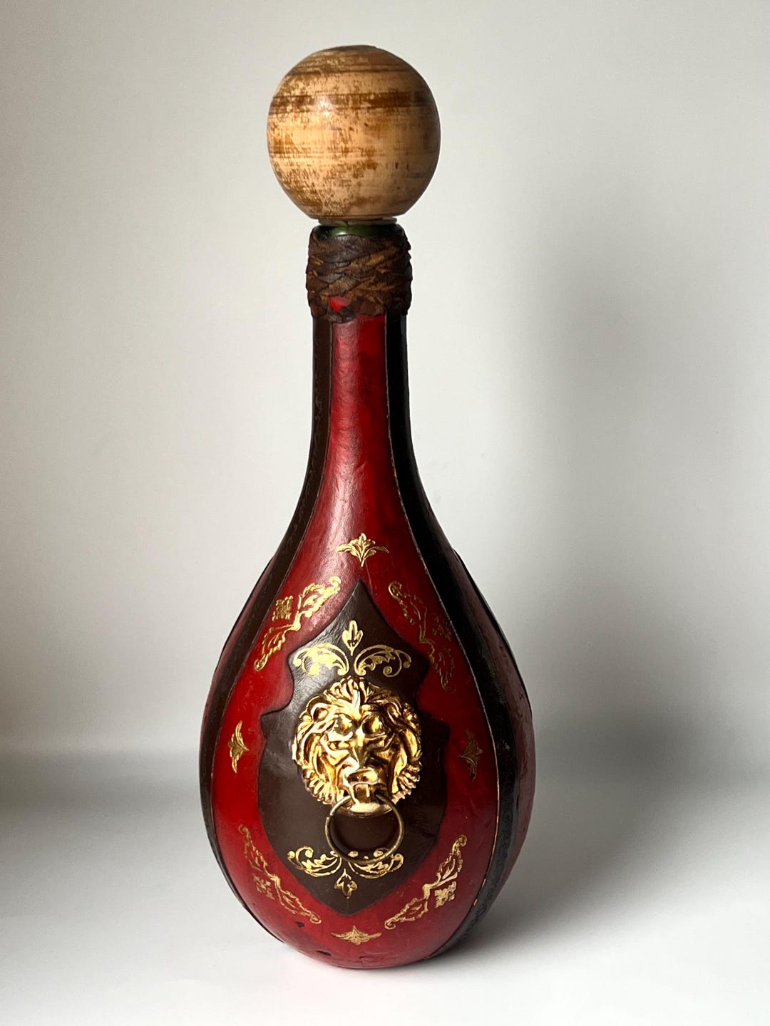 Vintage Italian Leather Covered Liquor Bottle Decorative Collectible - Etsy