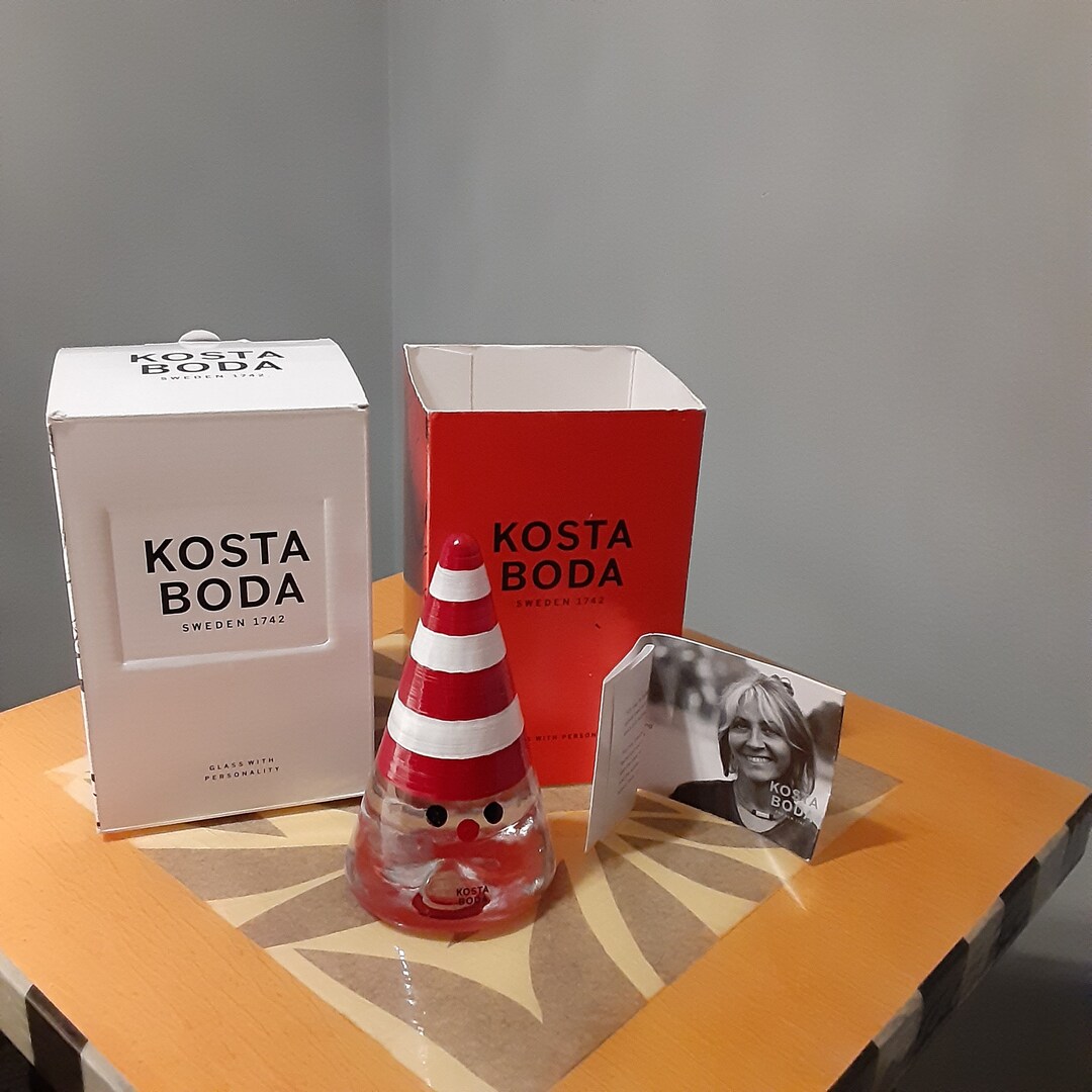Kosta Boda Noel Santa (clear W Red & White Stripe) by Anna Ehrner ...