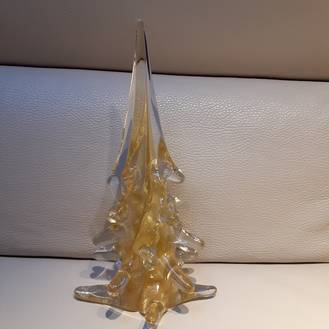 Vintage Glass Christmas Tree With Gold Colored Glitter Interior ...